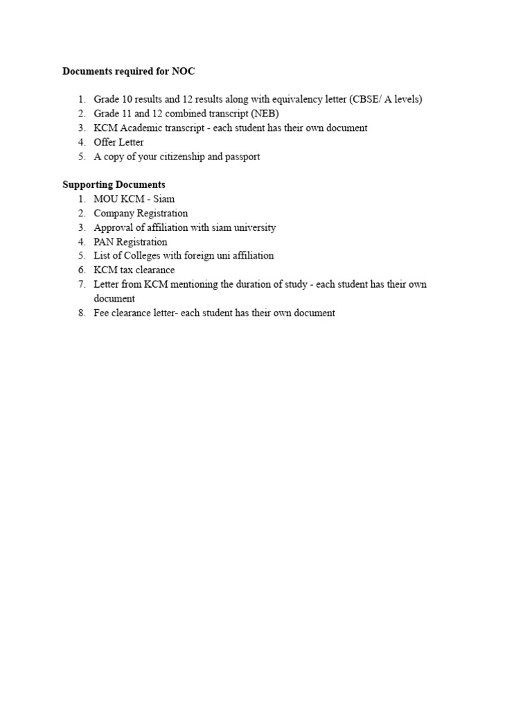 Documents Required For NOC | PDF | Finance & Money Management
