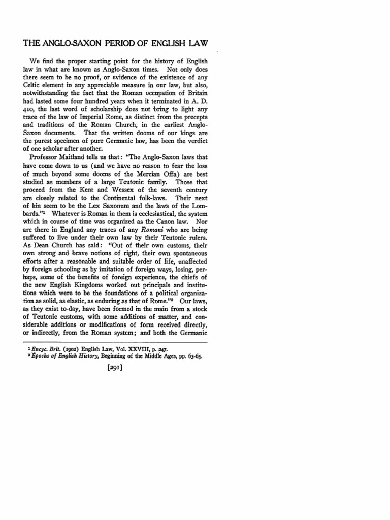 Anglo-Saxon Law: Origins and Codes | PDF | Anglo Saxons | Serfdom