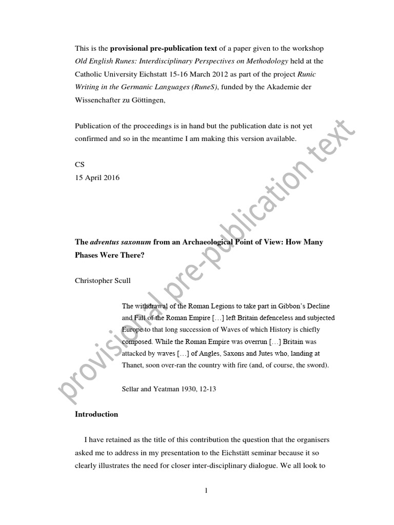 The Adventus Saxonum From An Archaeologi | PDF | Sub Roman Britain ...