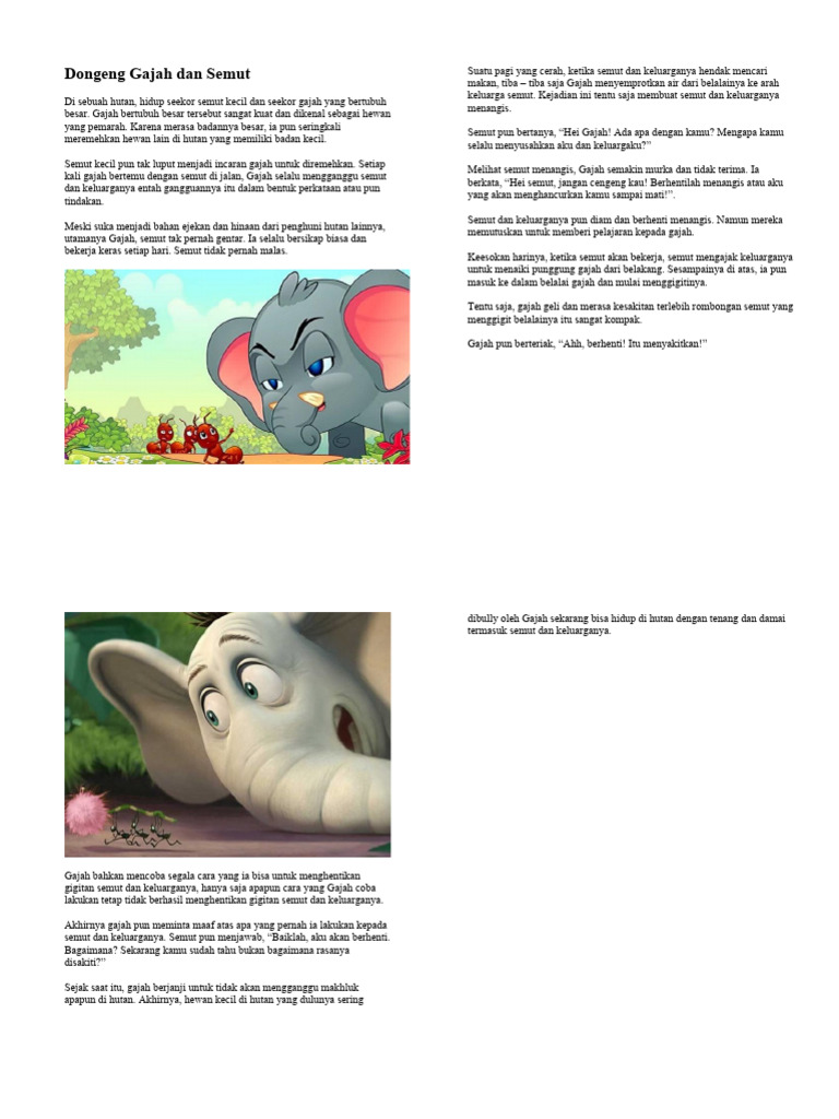 Dongeng Gajah Dan Semut | PDF