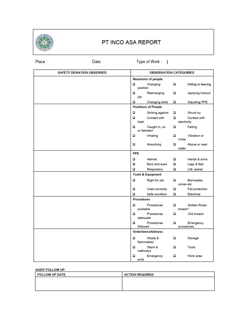 Blank ASA Form | PDF | Personal Protective Equipment | Safety