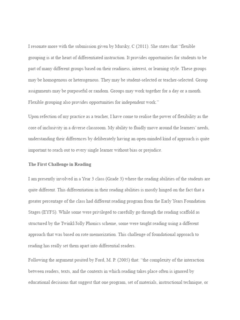 Flexible Grouping In Diverse Classrooms Pdf Reading Comprehension