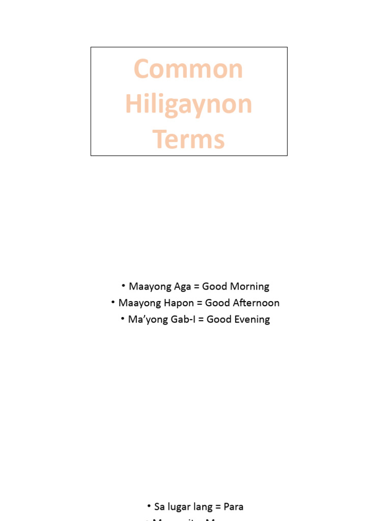 Common Hiligaynon Phrases | PDF