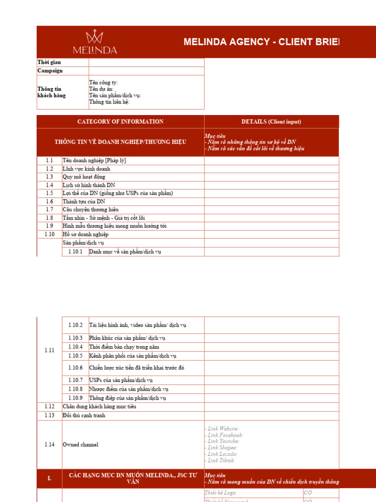 Client Brief Melinda Agency | PDF