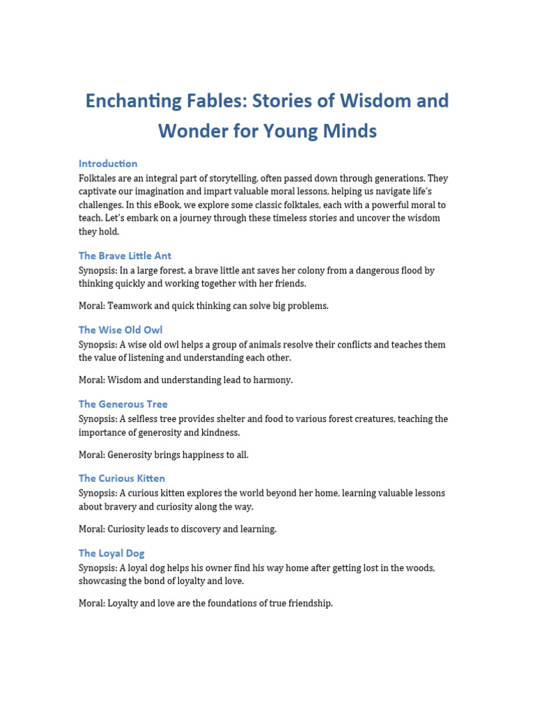 Enchanting Fables Stories of Wisdom and Wonder For Young Minds | PDF ... Enchanting Fables Stories of Wisdom and Wonder For Young Minds | PDF ...