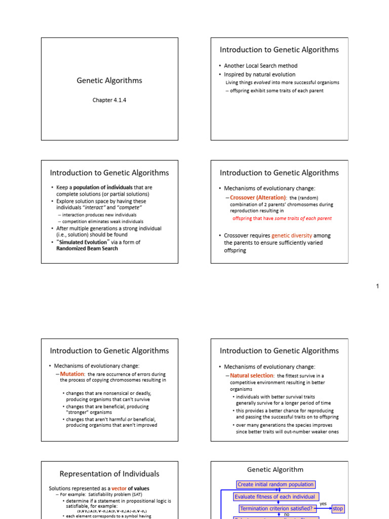 Introduction to Genetic Algorithms | PDF | Genetic Algorithm | Evolution