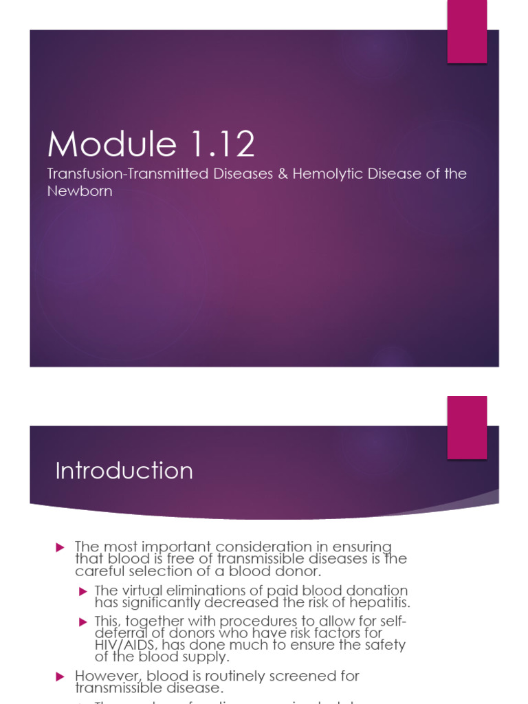 Module 1.12 TTD HTR and HDN | PDF | Blood Transfusion | Hematology