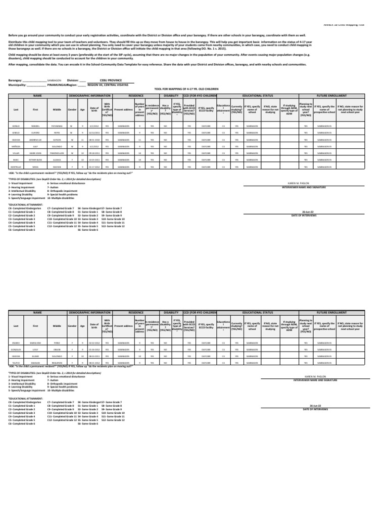 SIP Child-Mapping-Tool | PDF | Disability | Behavioural Sciences