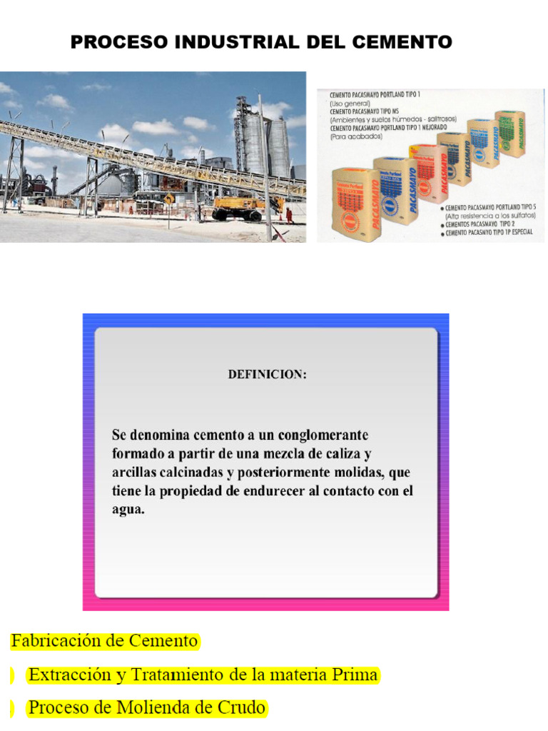 Proceso Industrial Del Cemento PPT | PDF | Lima (Material) | Caliza