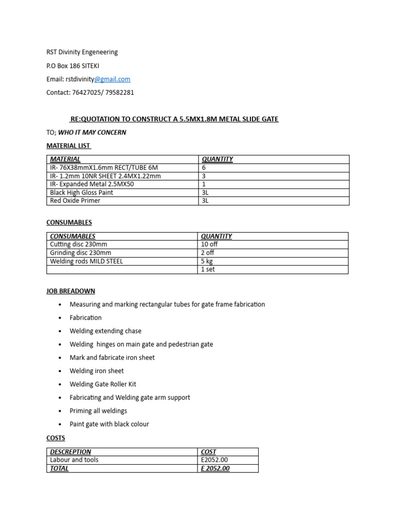 Gate6 Quote | PDF