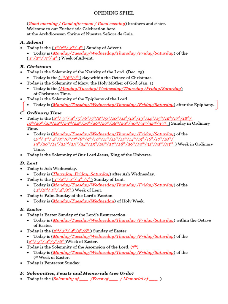 Commentator's Opening Spiel | PDF