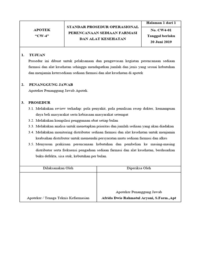 Contoh Sop Apotek Pdf