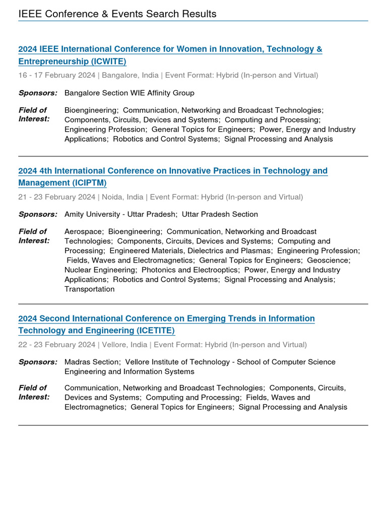 Upcoming IEEE Conferences in India 2024 | PDF | Computing | Photonics