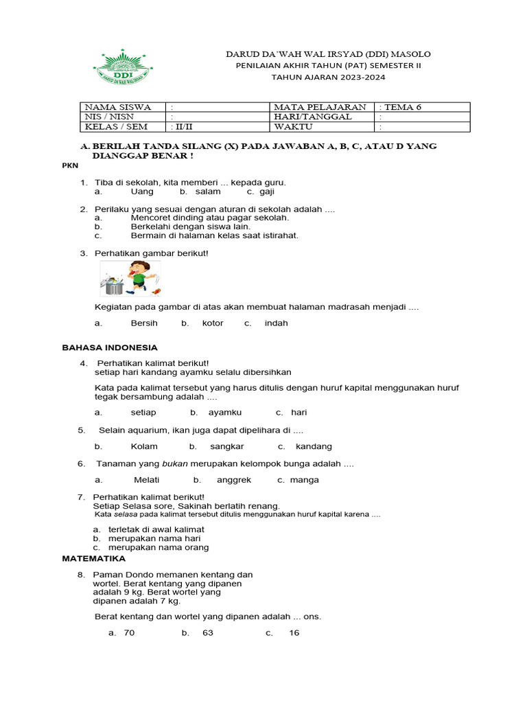 Soal Tema6 2024 | PDF