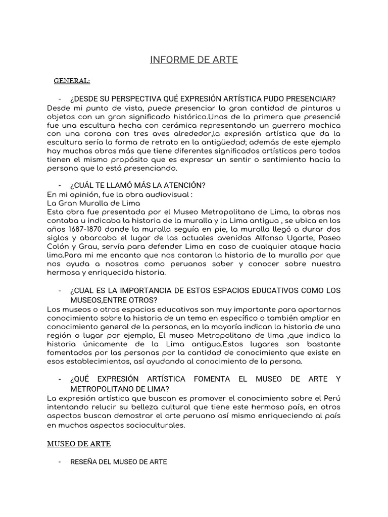 Informe de Arte | PDF | Museo | Lima