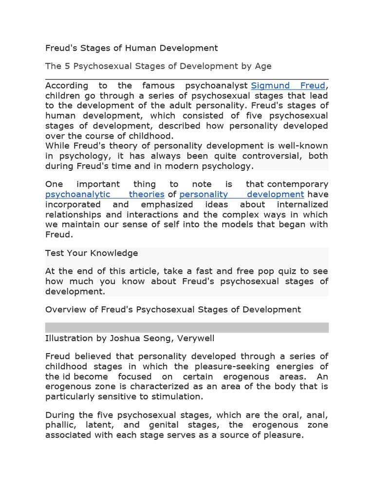 Freud's Stages of Human Development | PDF | Id | Sigmund Freud