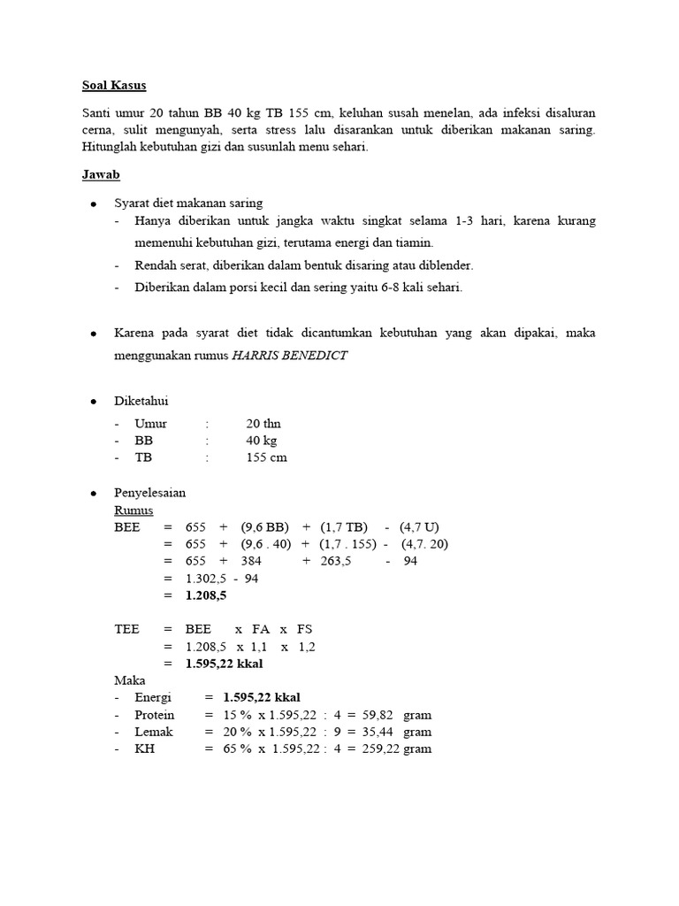 Menu Makanan Saring untuk Pasien | PDF