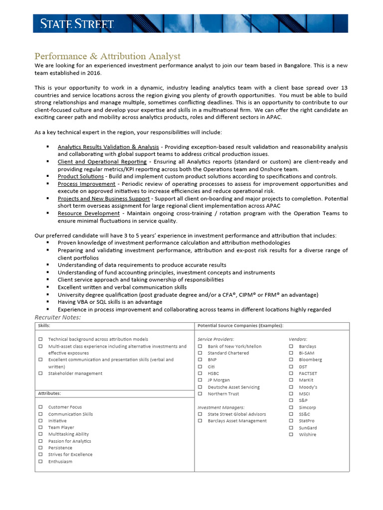 Job Description - Bangalore Performance Analyst | PDF | Analytics | Expert
