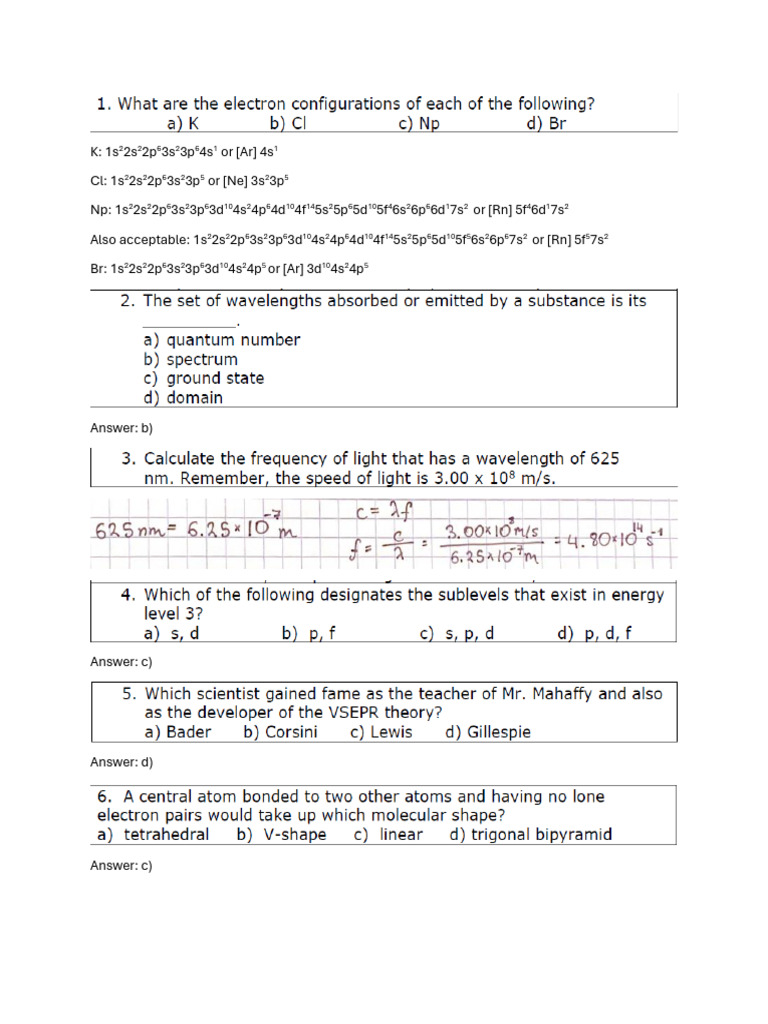 Exam Review Answer Key | PDF