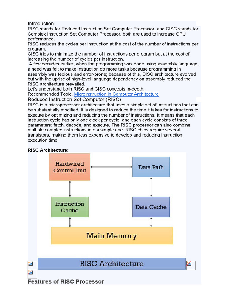 RISC vs CISC: CPU Architecture Explained | PDF | Central Processing Unit | Computer Architecture