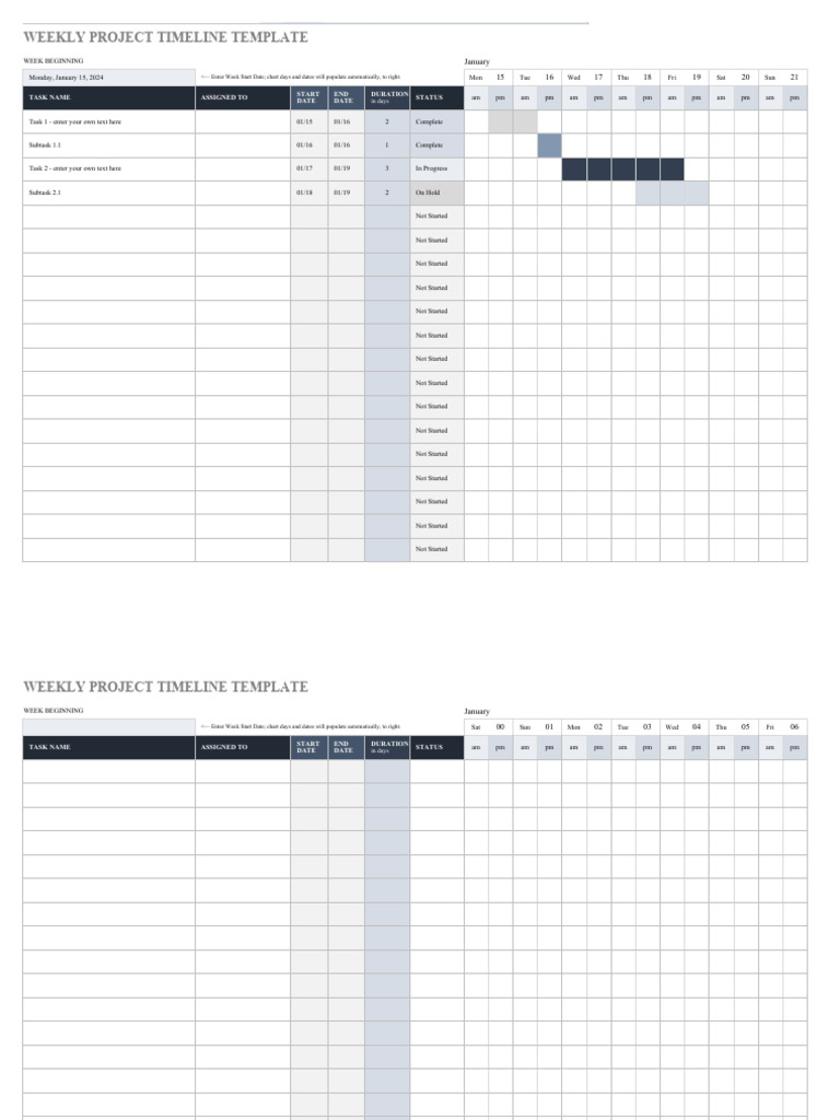 IC Weekly Project Timeline Template For Excel 11412 | PDF
