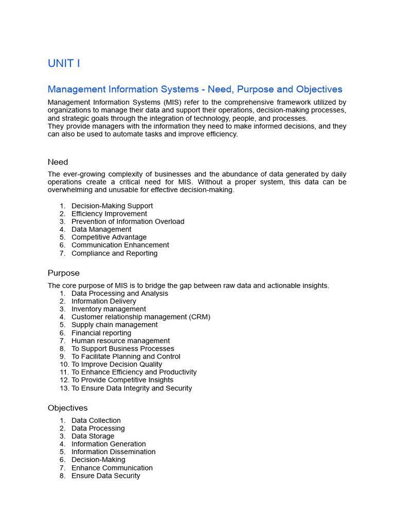 Mis Notes Pdf Databases Data Warehouse