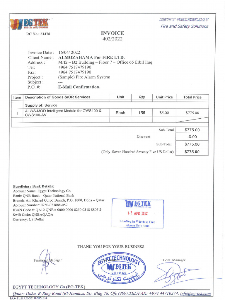 INVOICE 402 - 2022 | PDF