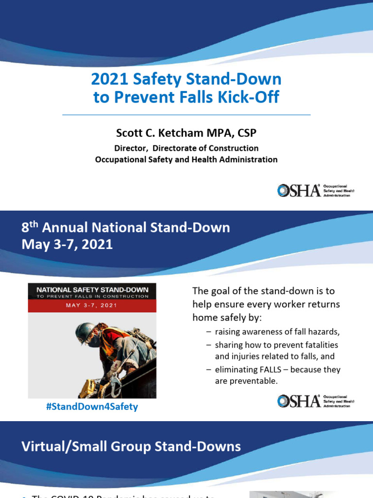 2021 Official Stand Down Kick Off Webinar | PDF | Occupational Safety ...