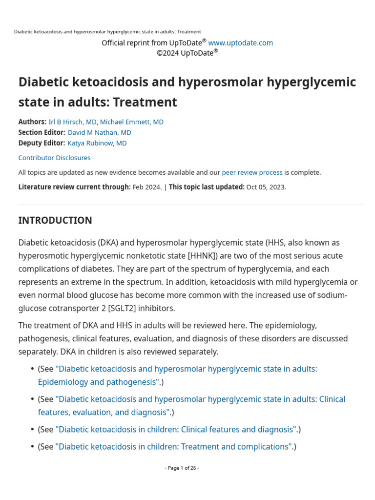Diabetic Ketoacidosis and Hyperosmolar Hyperglycemic State in Adults ...