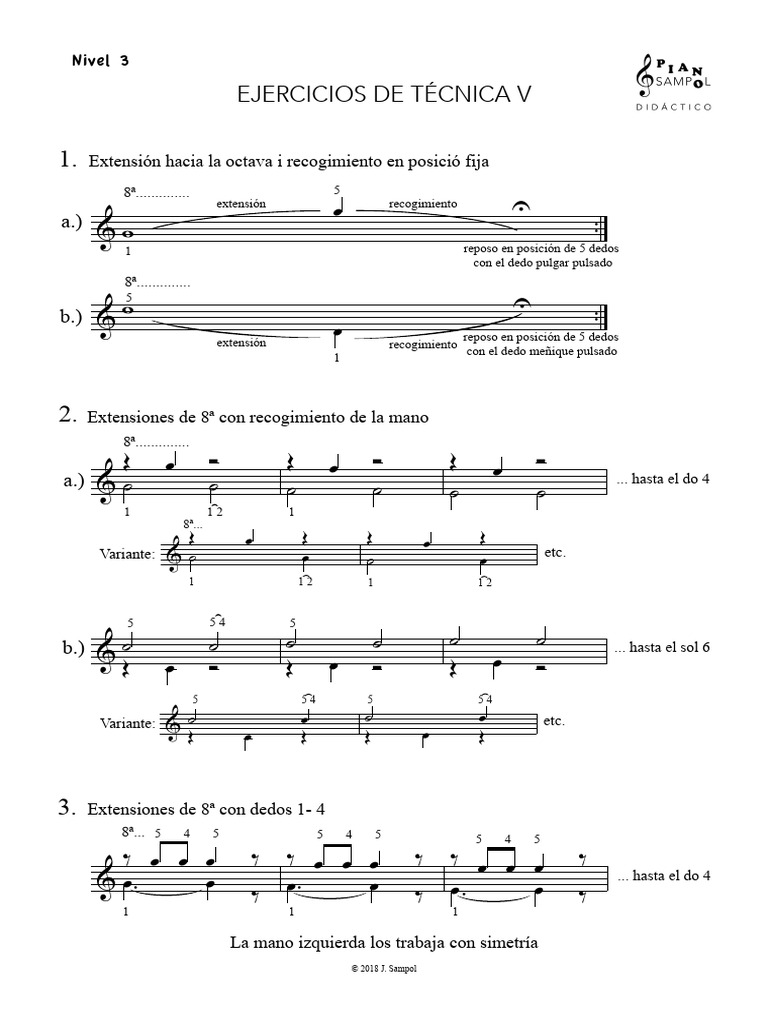 5 Ejercicios de Técnica V | PDF | Extremidades (anatomía) | Mano