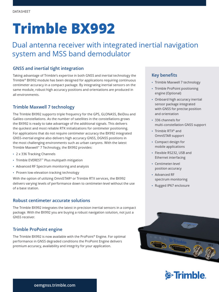 022520-007C Trimble BX992 DS USL 0624 LR | PDF | Inertial Navigation ...