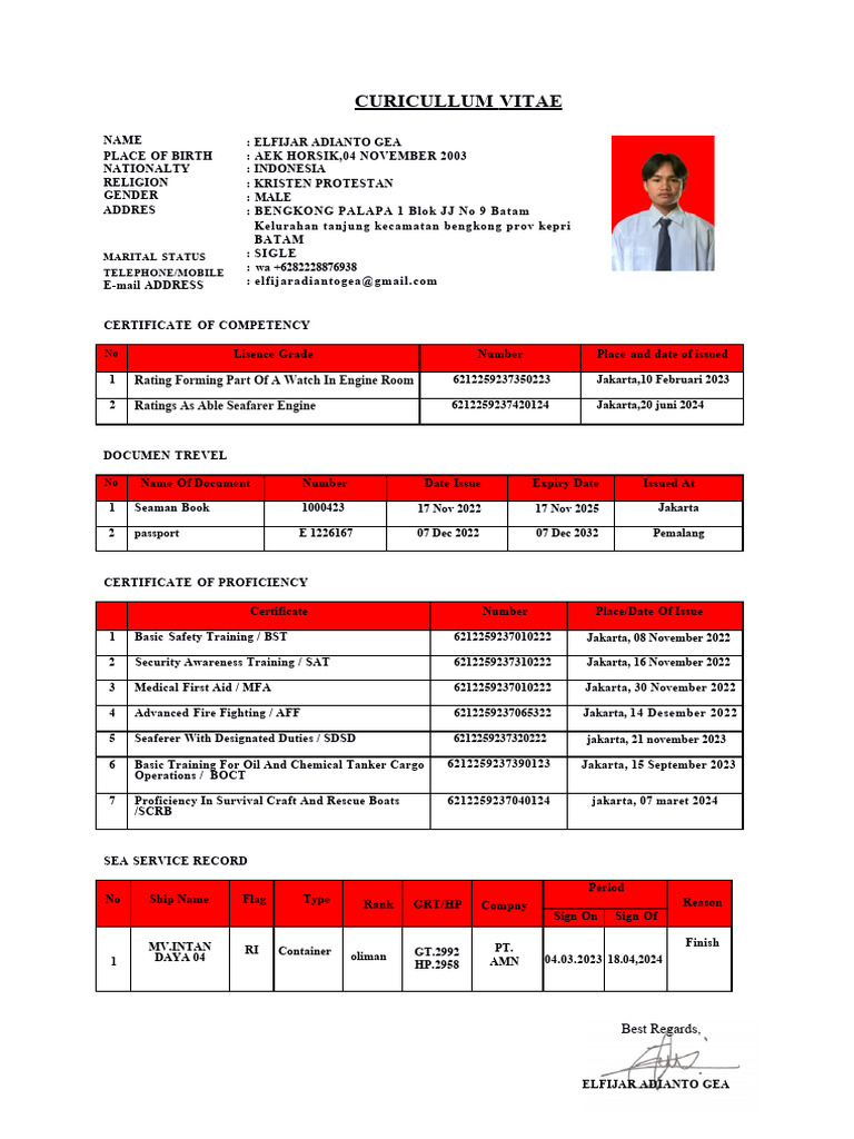 CV Elfijar Adianto Gea | PDF | Shipping | Water Transport