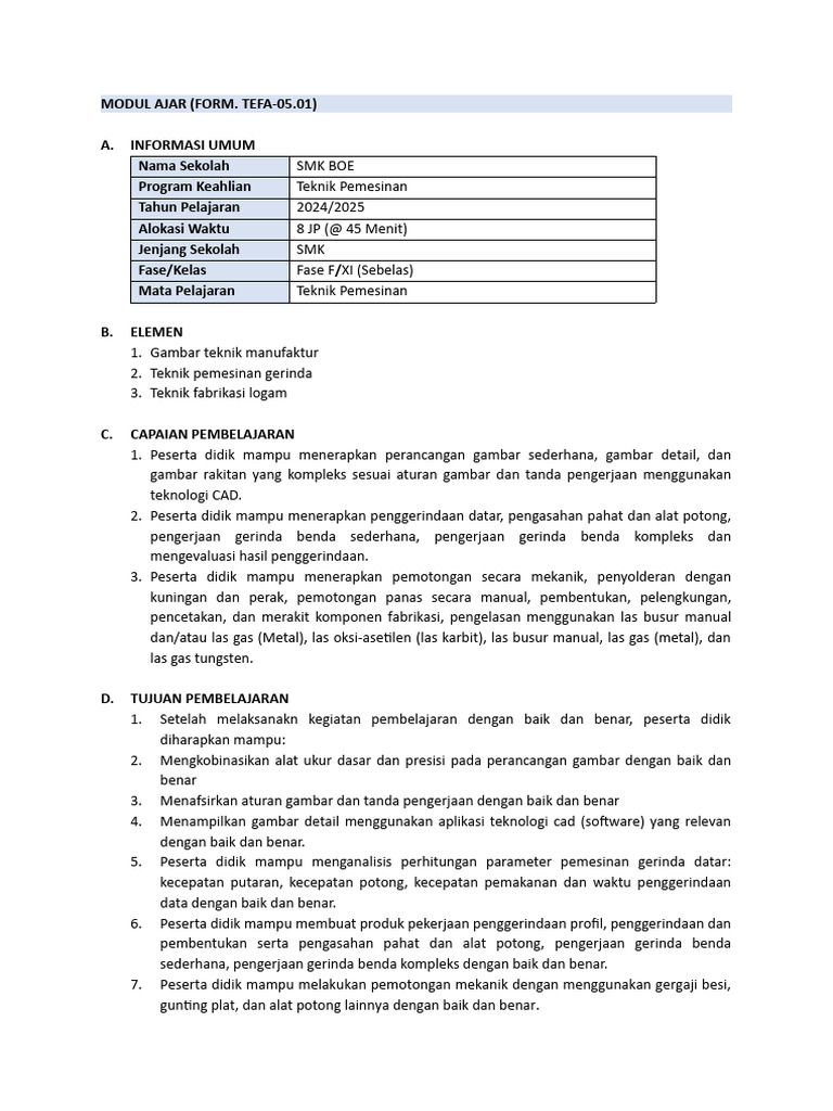 Modul Ajar BOE 1 | PDF