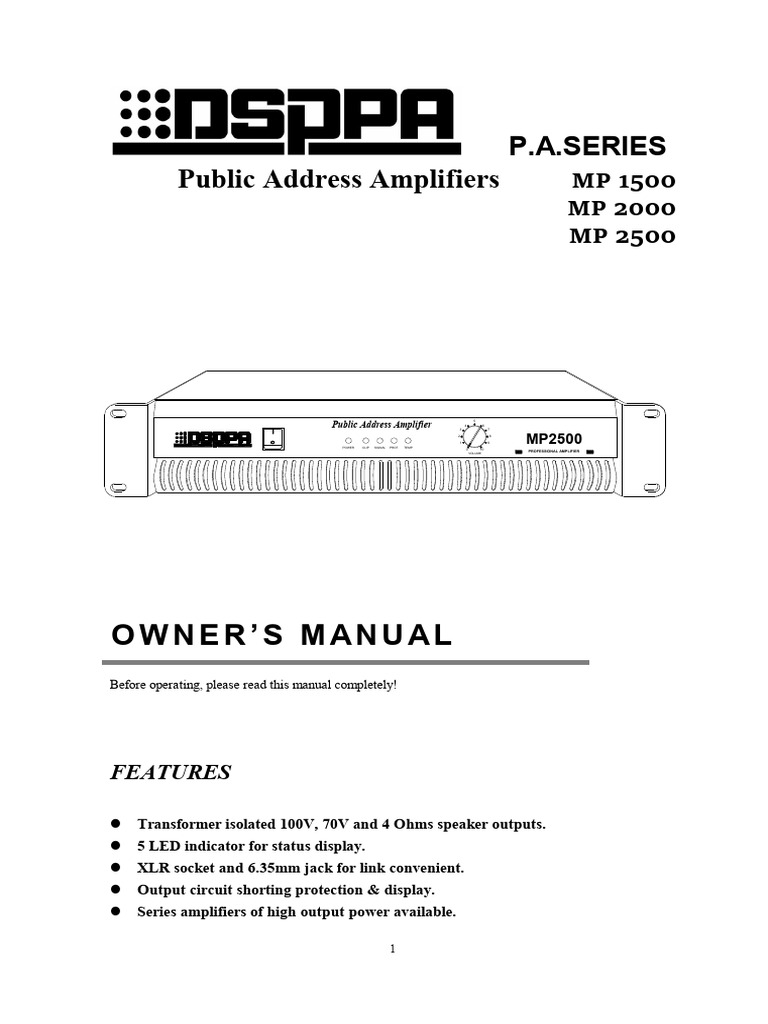 Manual mp1500 mp2000 mp2500 | PDF | Amplifier | Electrical Connector