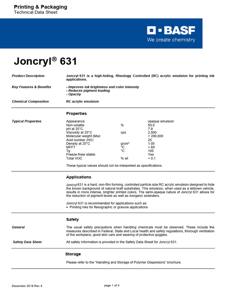 Joncryl_631_TDS | Download Free PDF | Materials
