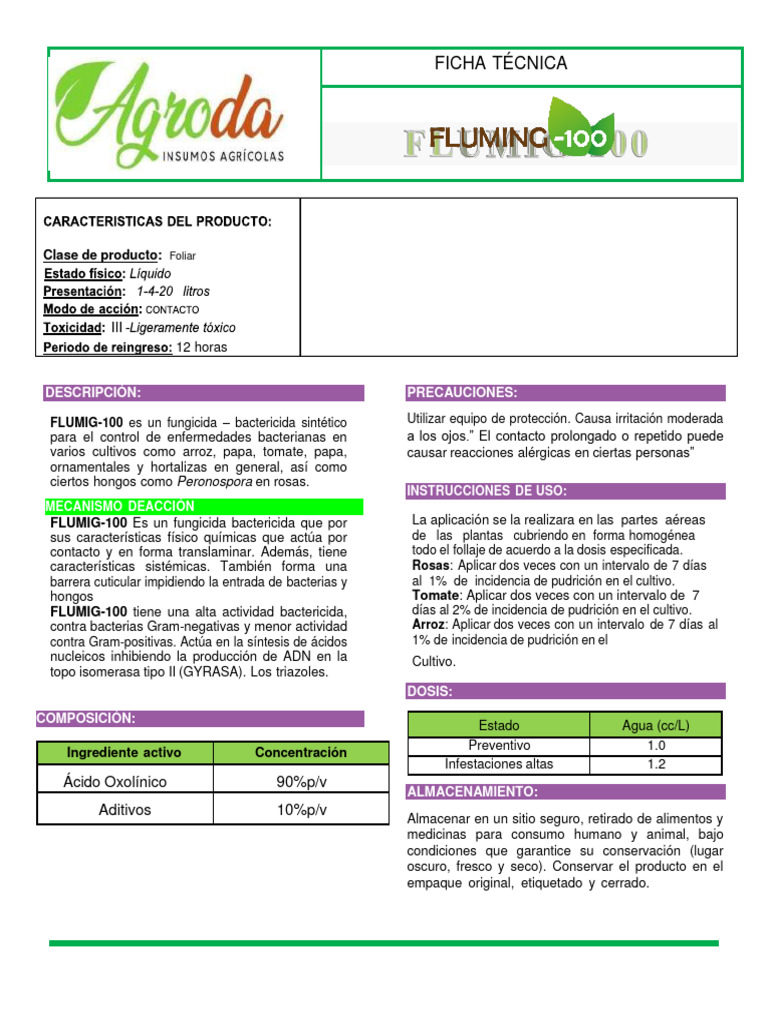 Ficha Flumig-100 | PDF | Las bacterias | Patata