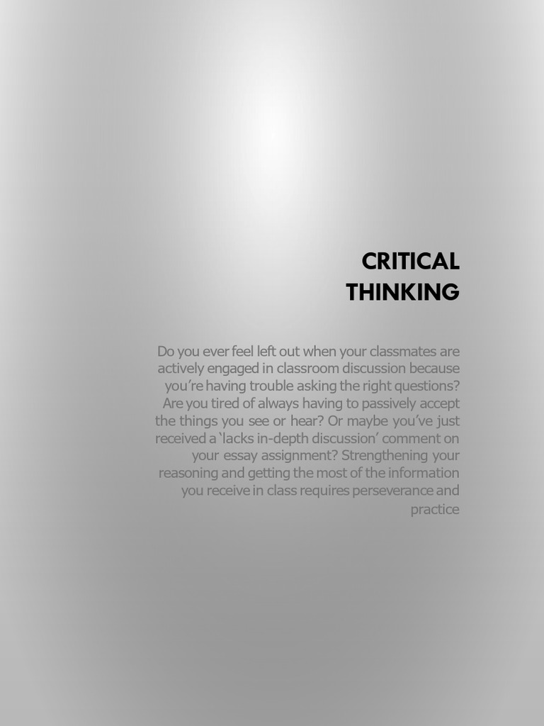 Critical Thinking Intro | PDF | Thought | Critical Thinking
