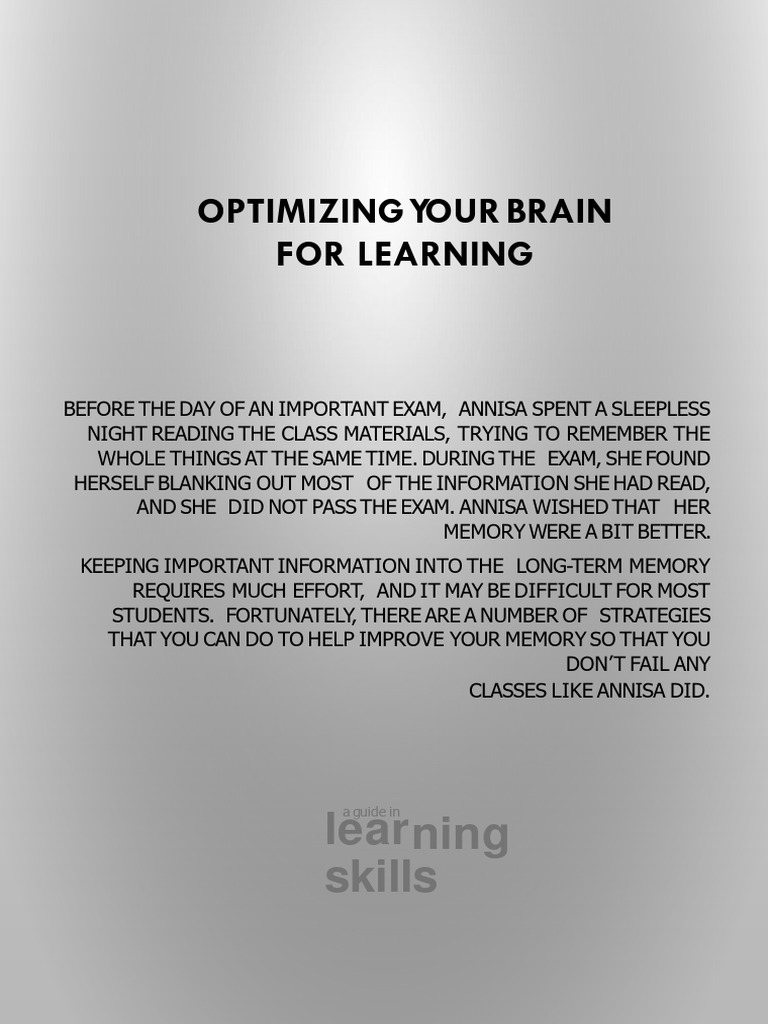 Learning Skills - Optimize Your Brain | PDF | Memory | Recall (Memory)