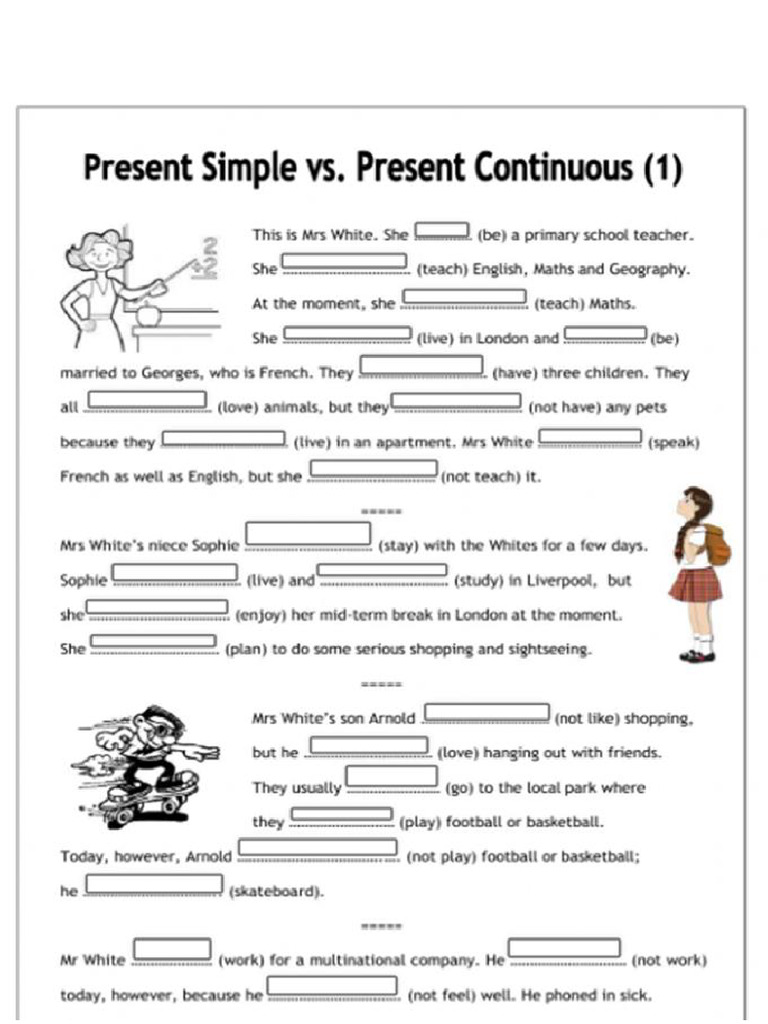 Present Simple Vs Present Progressive Review | PDF