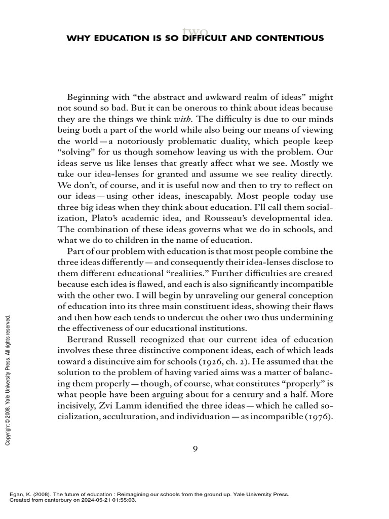 The Future of Education Reimagining Our Schools Fr... - (Part I. From A ...