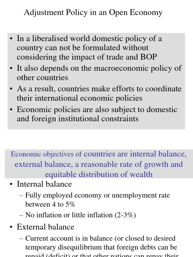 Open Economy Adjustment Policies Explained | PDF | Government Budget ...