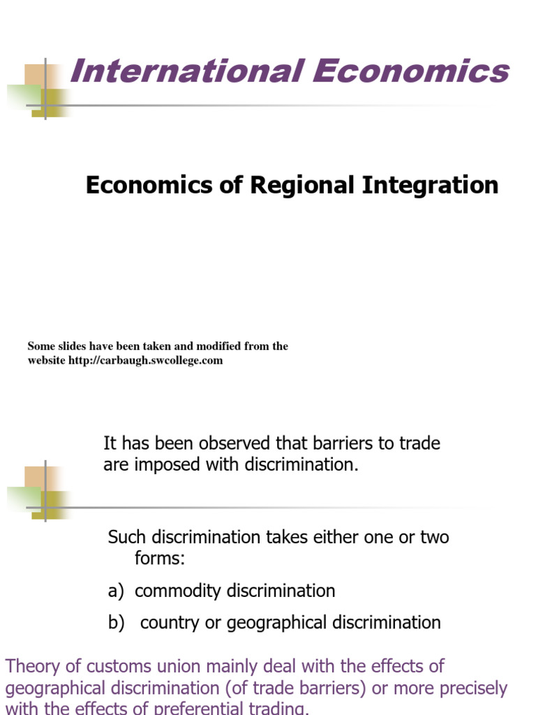 International Economics: Economics of Regional Integration | PDF | North American Free Trade ...