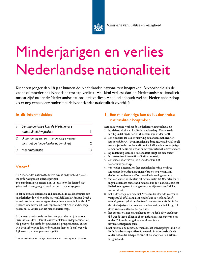 Nederlandse Nationaliteit Automatisch Verliezen Minderjarigen 2022 ...