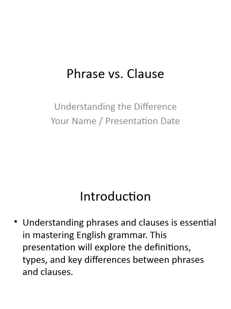 Phrase vs Clause Presentation | PDF