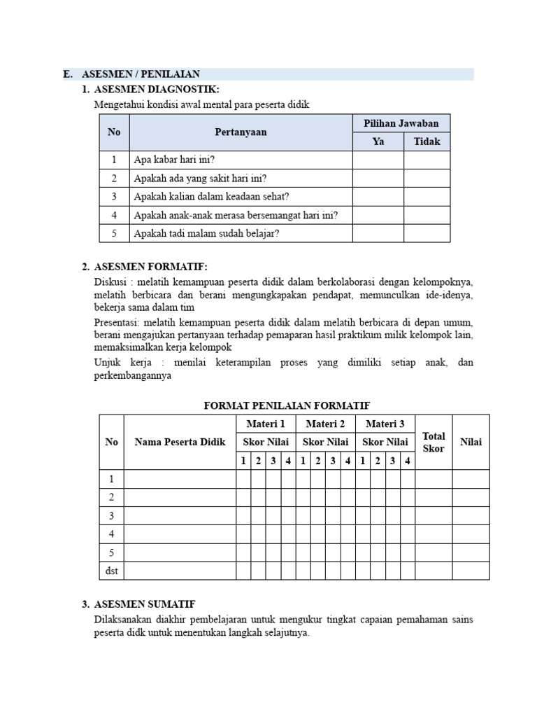 E. Asesmen Penilaian | PDF