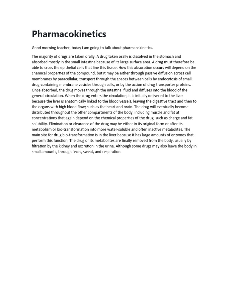 Pharmaco Kinetics | PDF