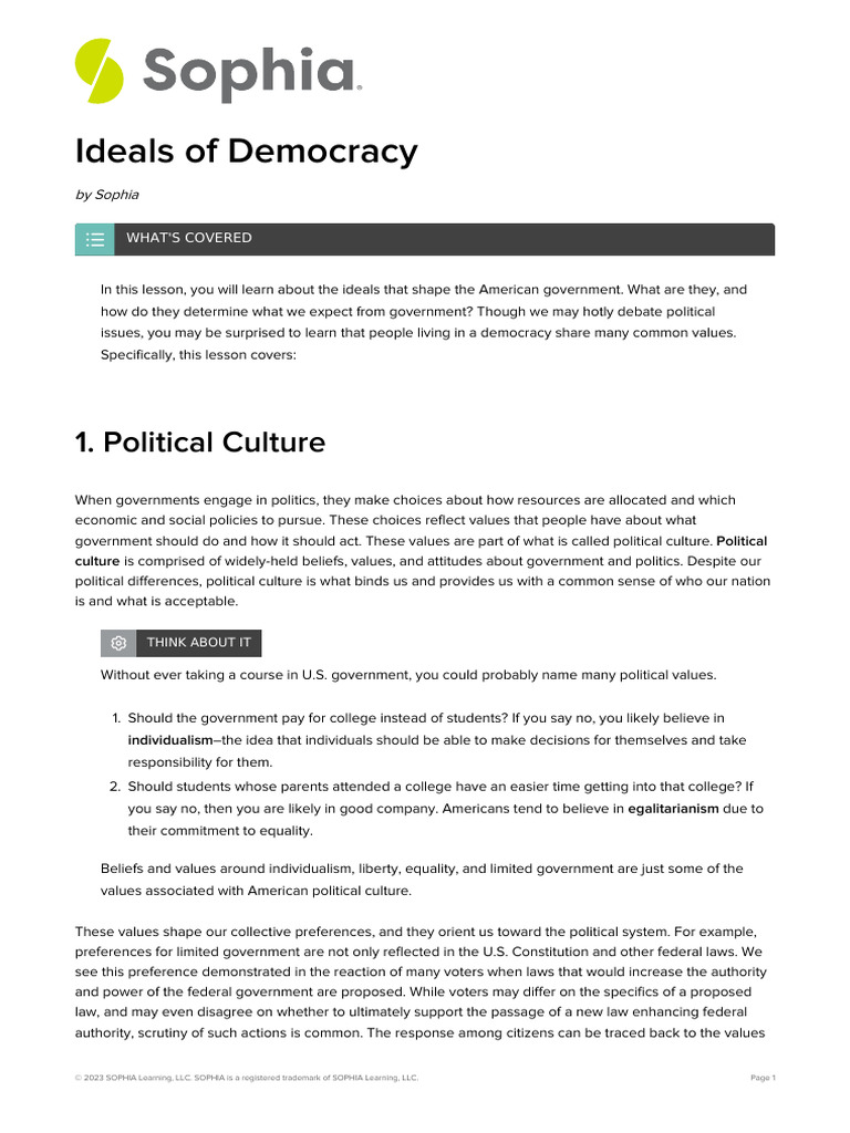 ideals-of-democracy | Download Free PDF | Liberty | Egalitarianism