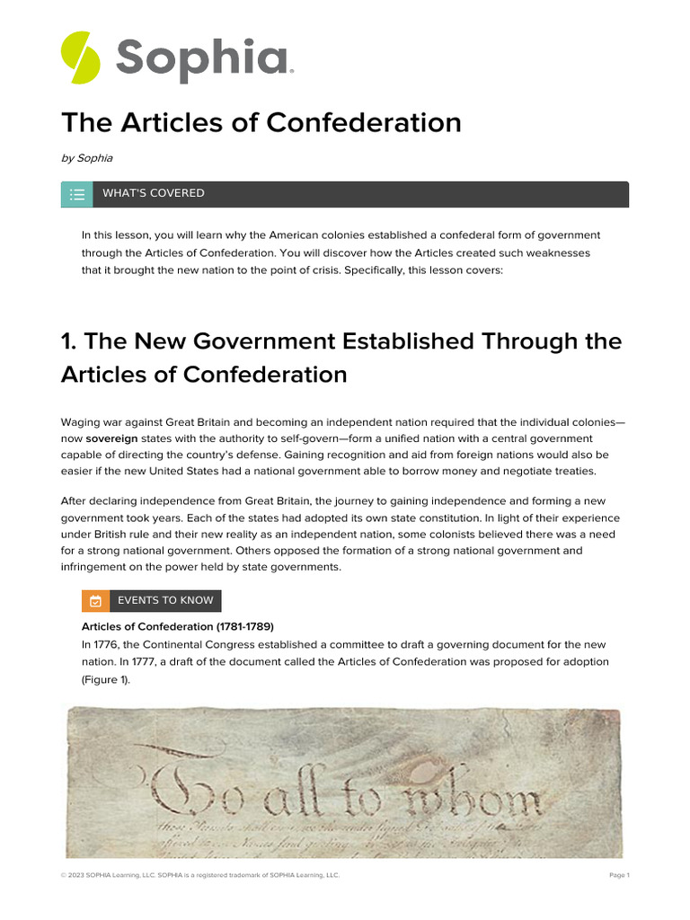 The Articles of Confederation | PDF | Taxes | American Revolution