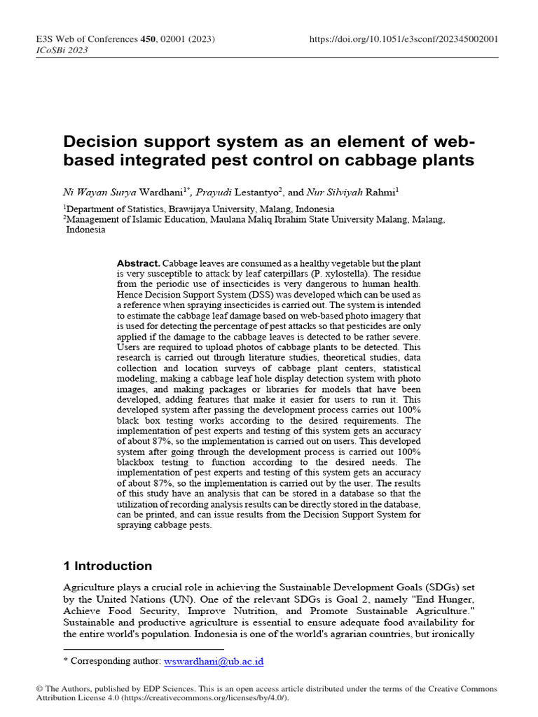 Decision Support System As An Element of Webbased Integrated Pest ... Decision Support System As An Element of Webbased Integrated Pest ...
