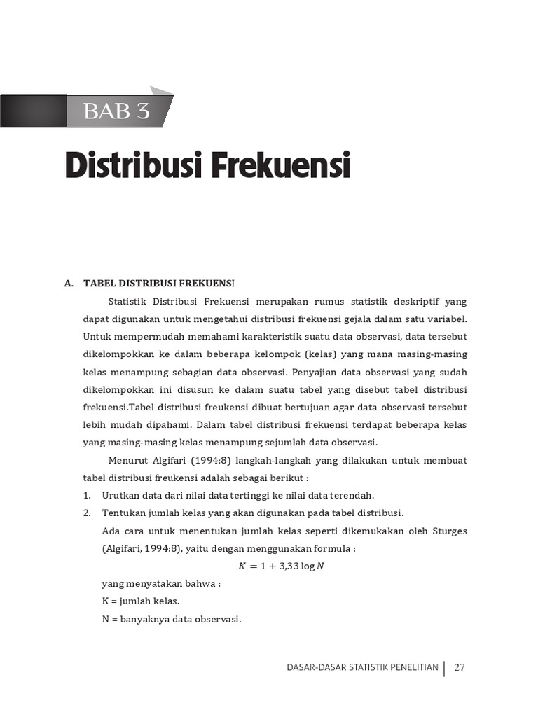 Tabel Distribusi Frekuensi Data Statistik | PDF